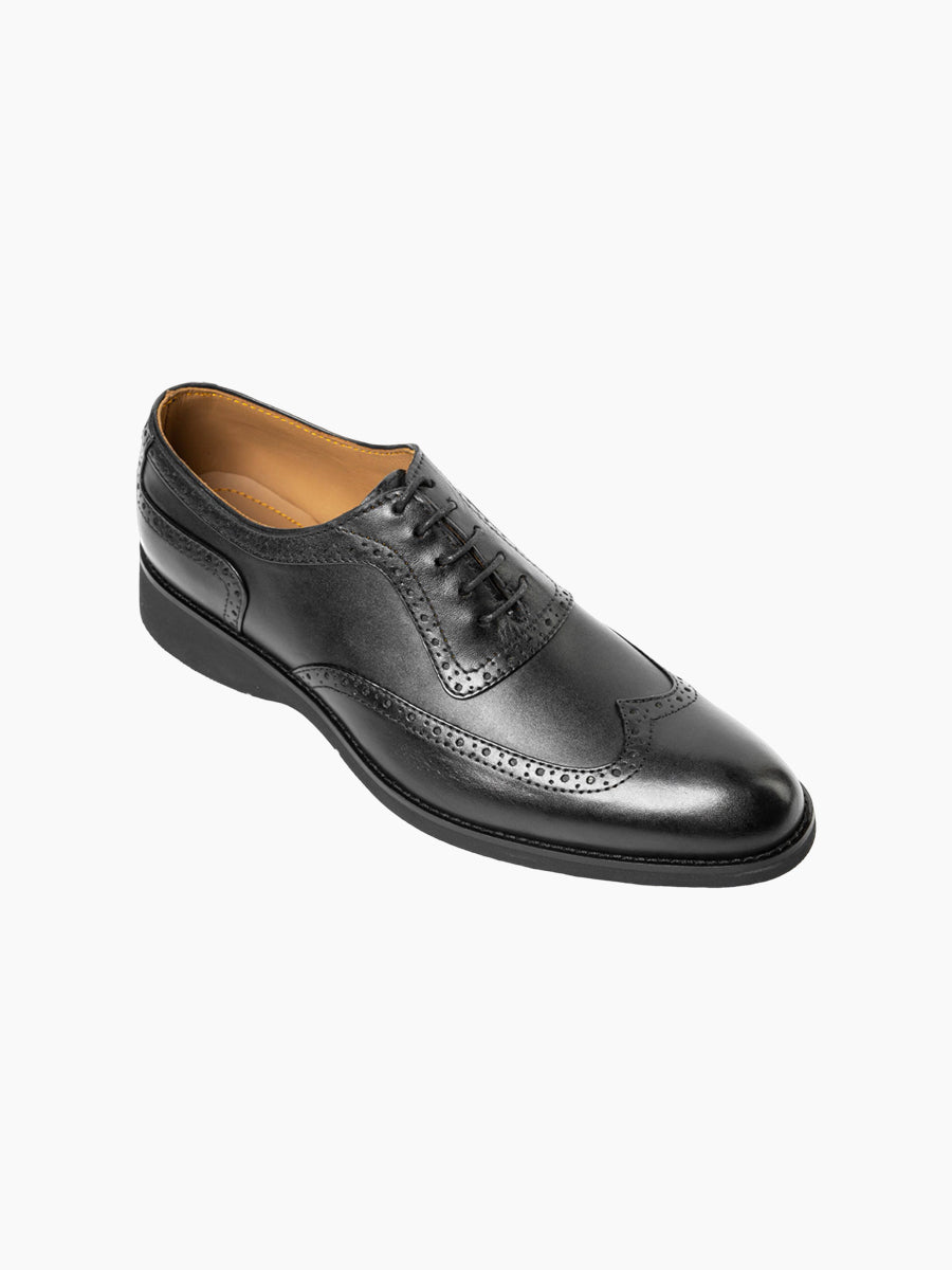 Dublin Black Rubber Sole Wingtip Oxford Dress Shoes - Petersign