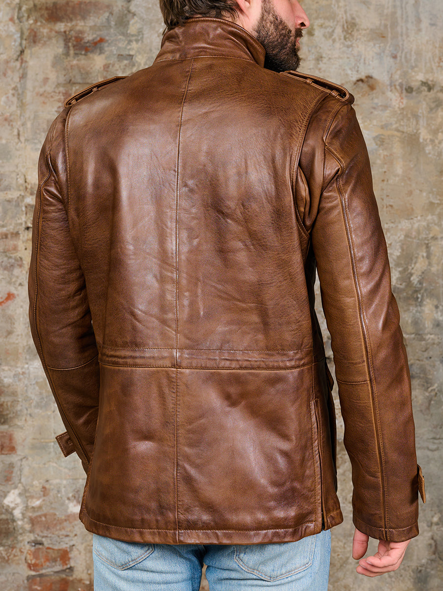 Seek Style Thorugh This Brown Leather Distressed Jacket
