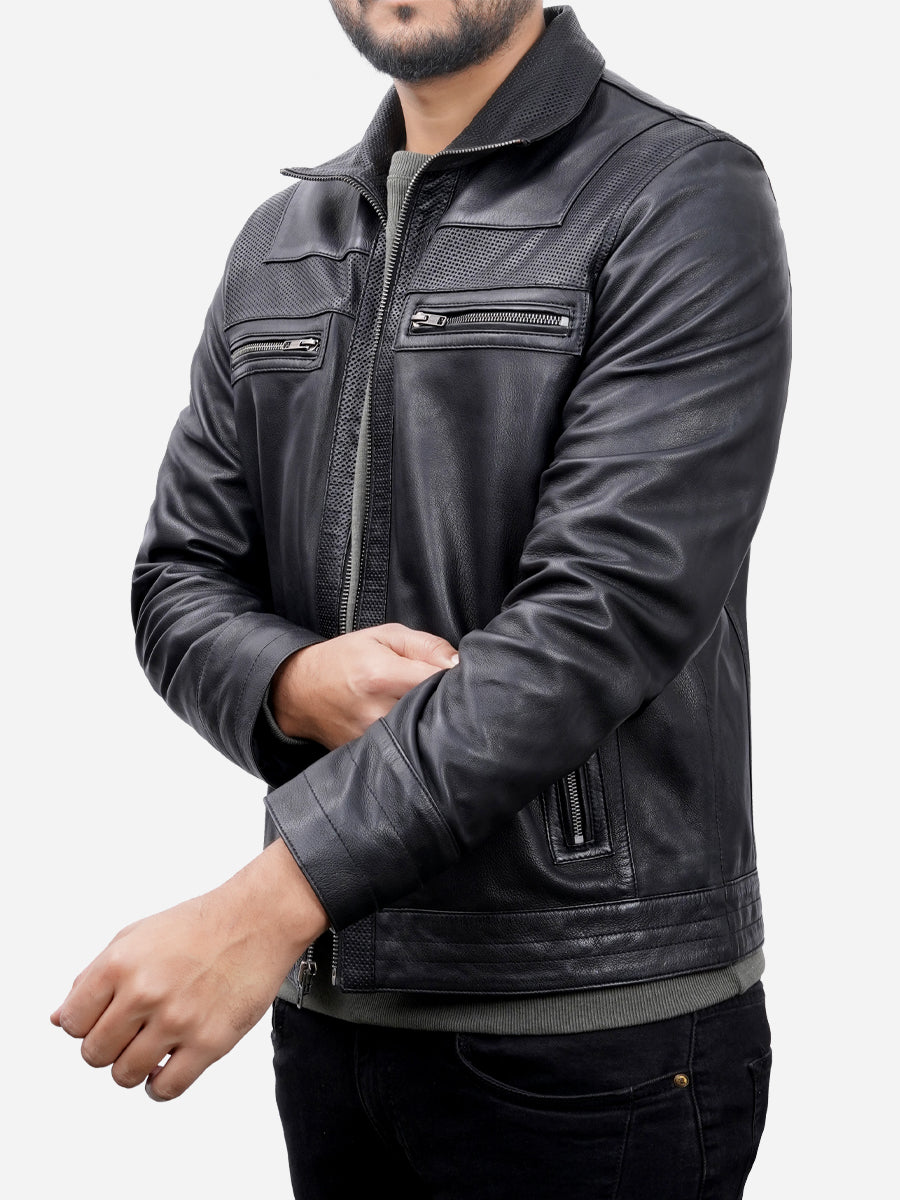 Timothy Designer Black Fitted Leather Jacket