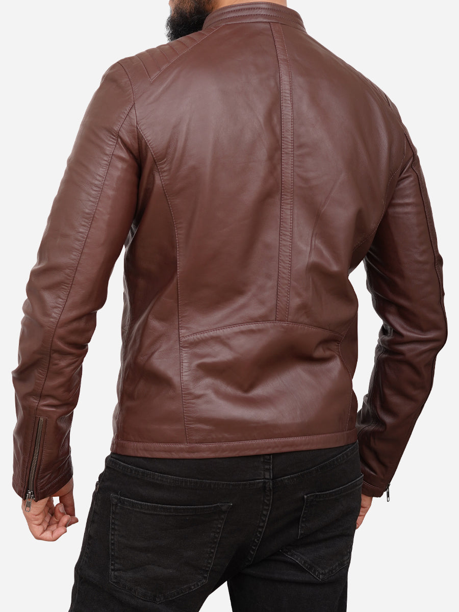 Forge Brown Slim Fit Biker Leather Jacket
