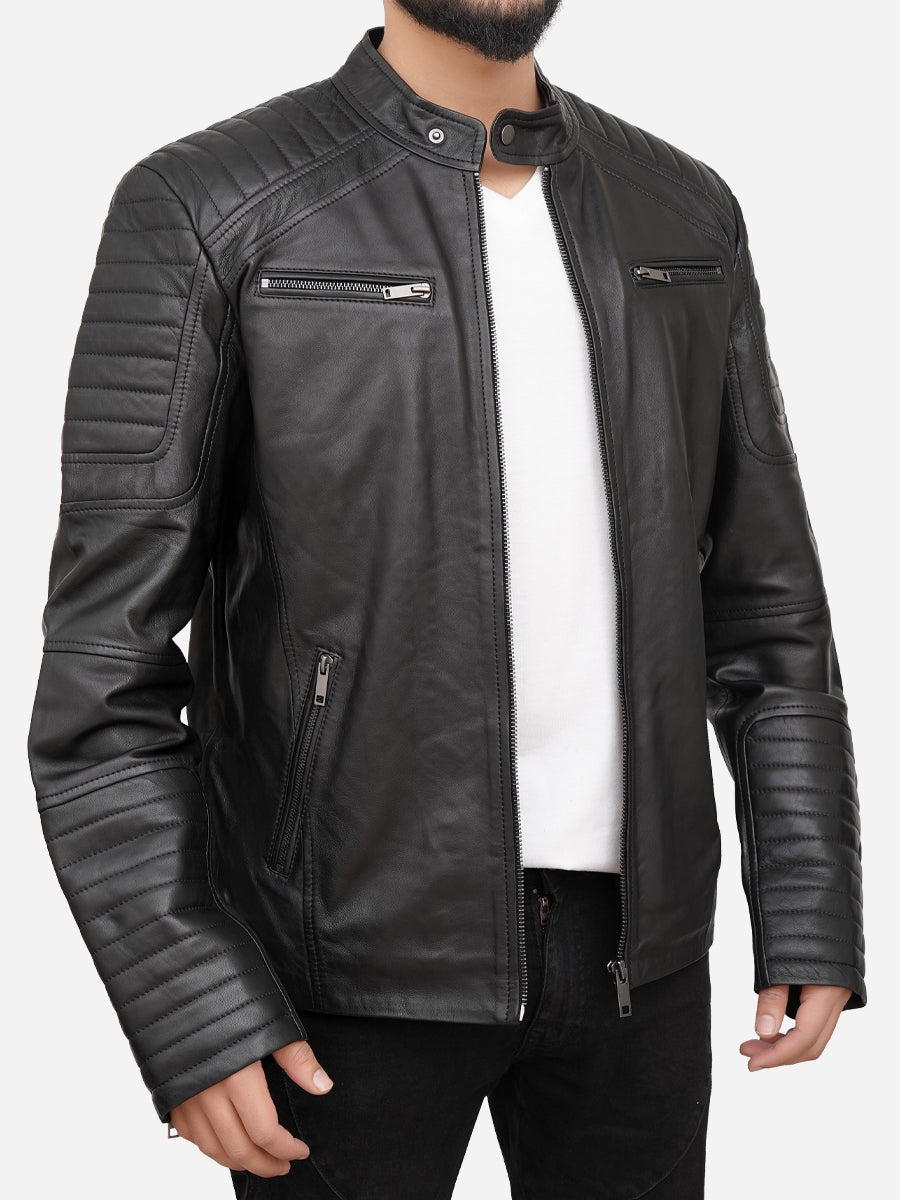 Men's Lightweight Black Padded Motorcycle Jacket