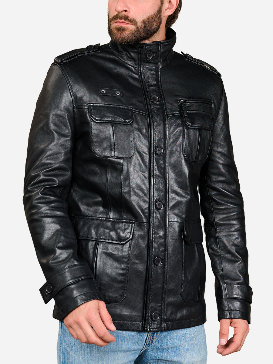 Dylan Black Sheepskin Leather Jacket | Peter Sign
