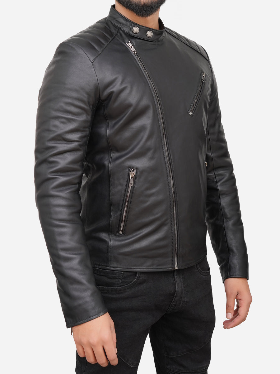 Alex Black Real Leather Biker Jacket | Peter Sign