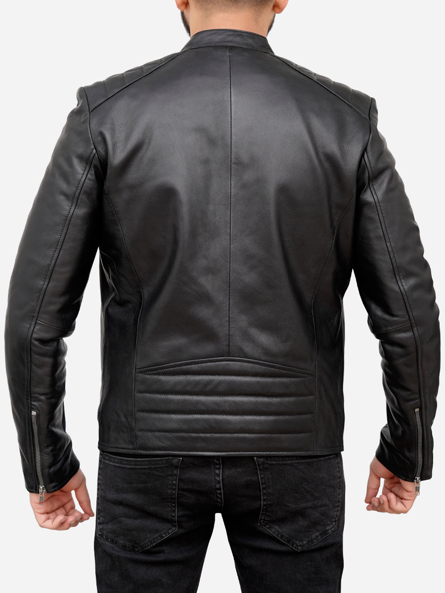 Alex Black Real Leather Biker Jacket | Peter Sign